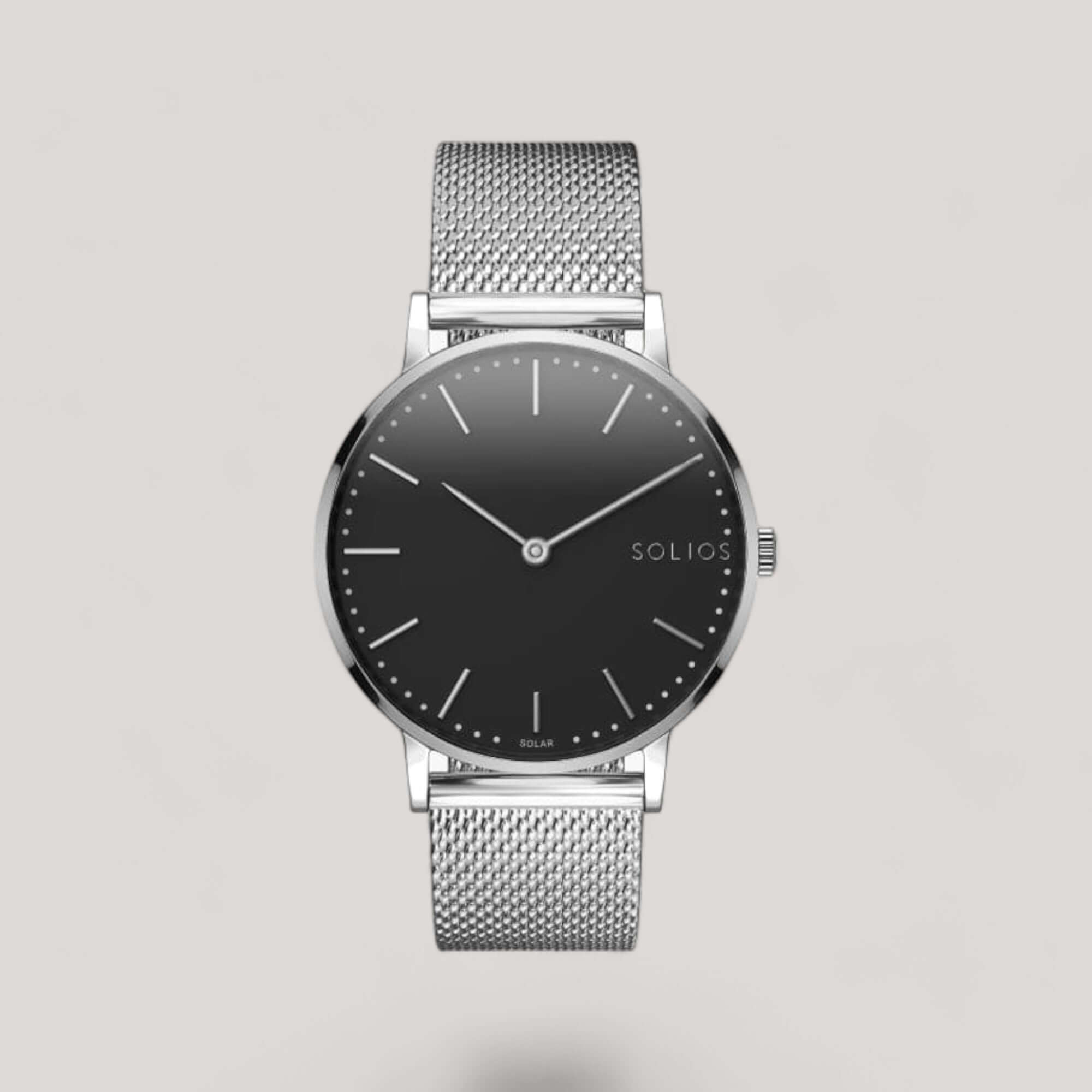 The Solar Classic | Black Dial - Silver Case | SOLIOS Watches – allTRUEist